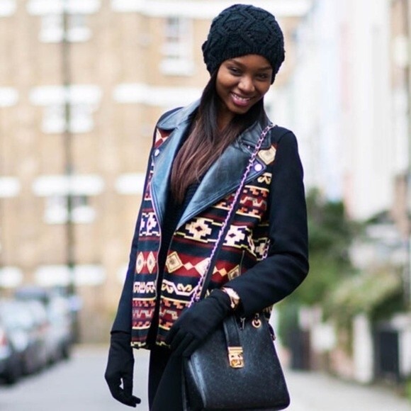 Zara | Jackets & Coats | Zara Aztec Tribal Colorblock Moto Biker Jacket ...